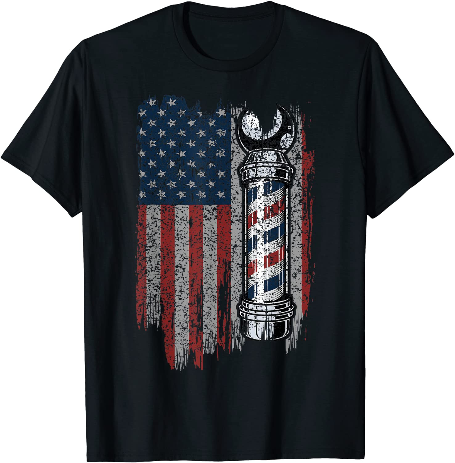 American Flag Barber - Barbershop Gift Patriotic Barber T-Shirt