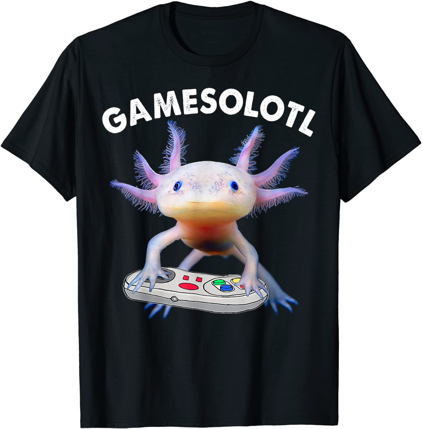Axolotl Fish Playing Video Game White-Axolotl Lizard Gamers T-Shirt