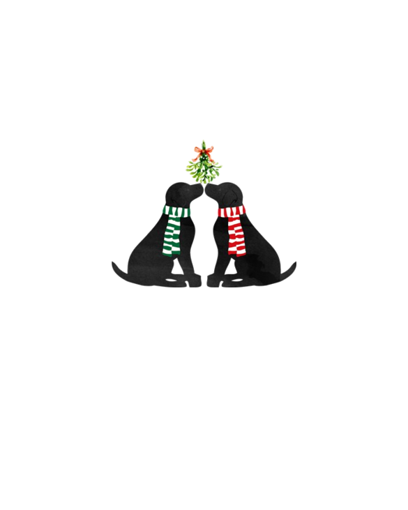 Black Labs Kissing Mistletoe T-Shirt