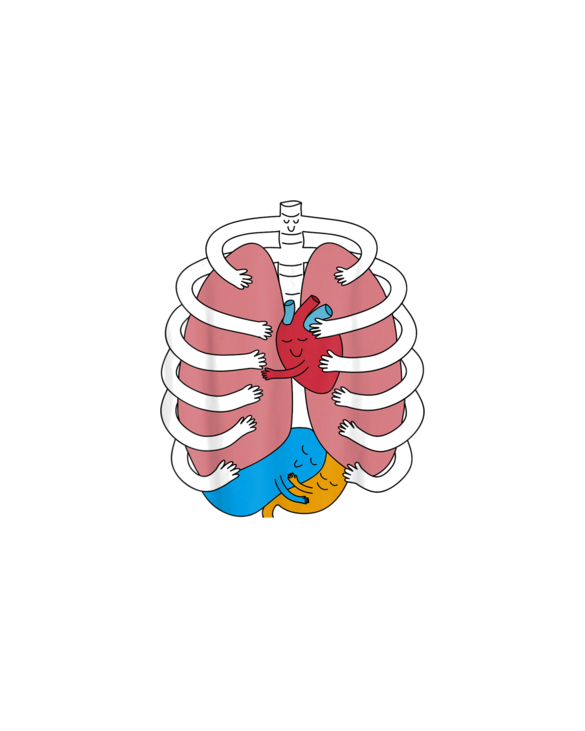 Hugging Anatomy Costume Funny Skeleton Organ Hug T-Shirt