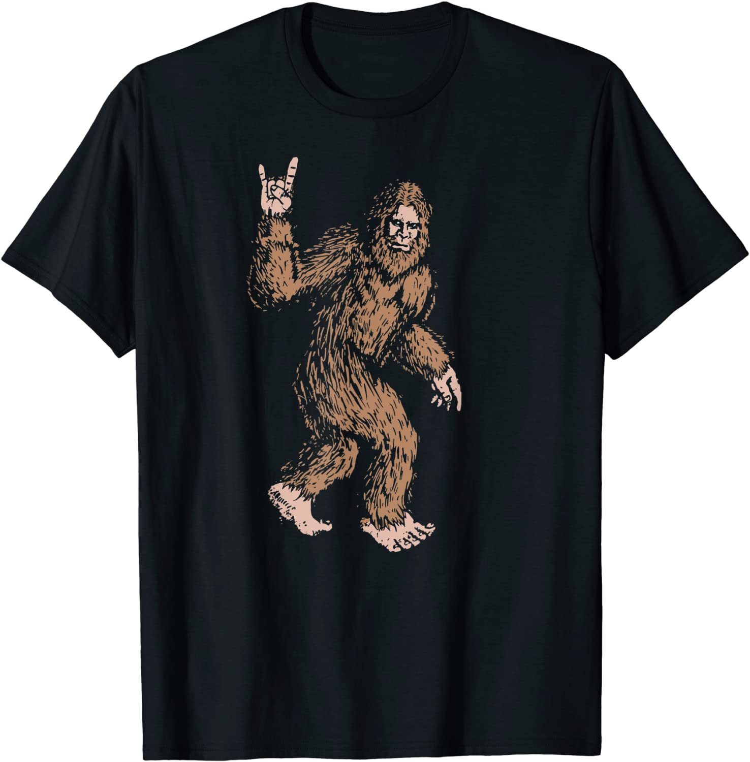 Bigfoot Rock And Roll Sasquatch Hand Symbol Believer T-Shirt