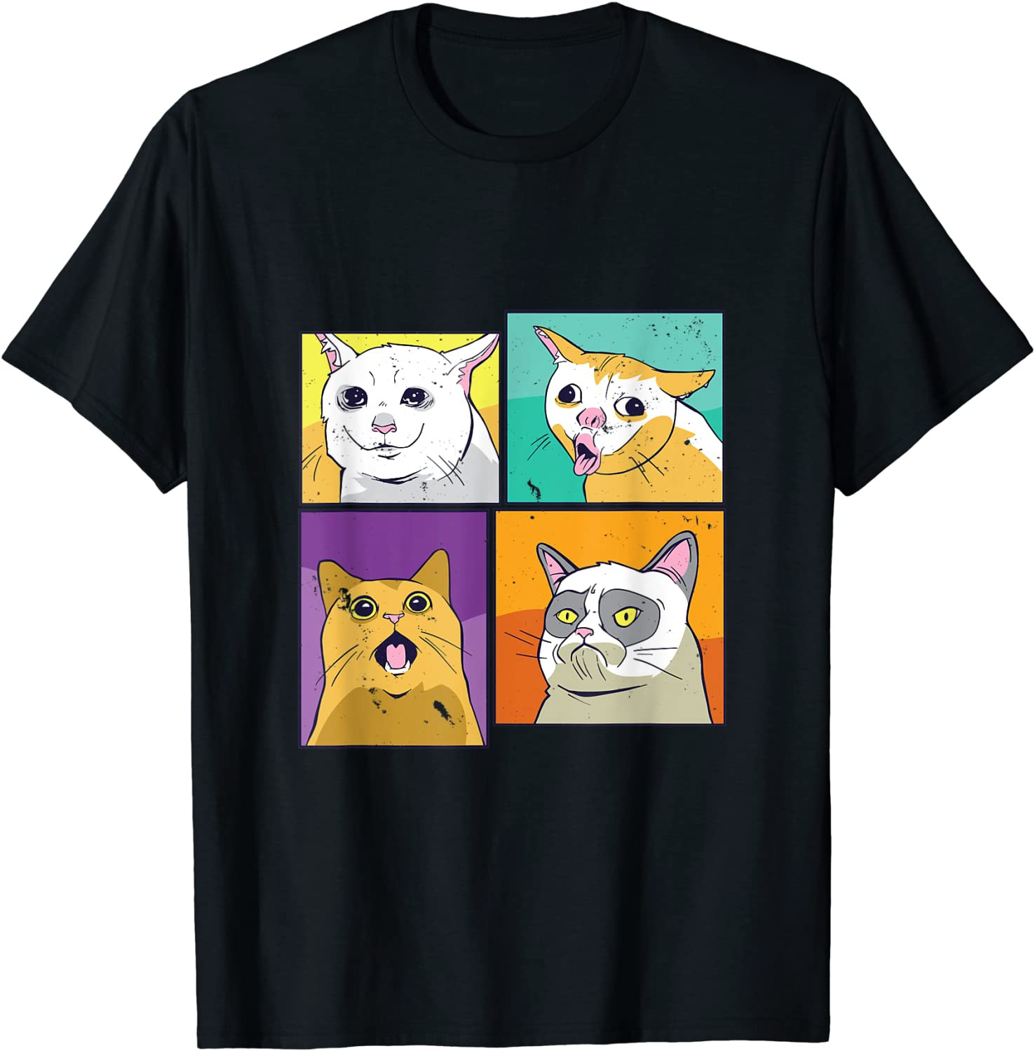 Funny Cat Meme - Crying, Surprised, Grumpy And Coughing T-Shirt