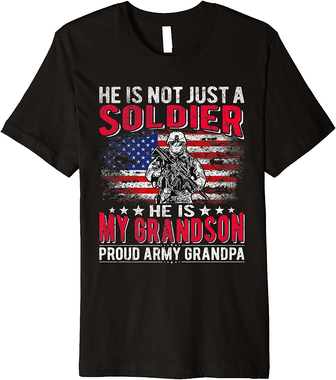 My Grandson Is A Soldier Hero Proud Army Grandpa Grandfather T-Shirt