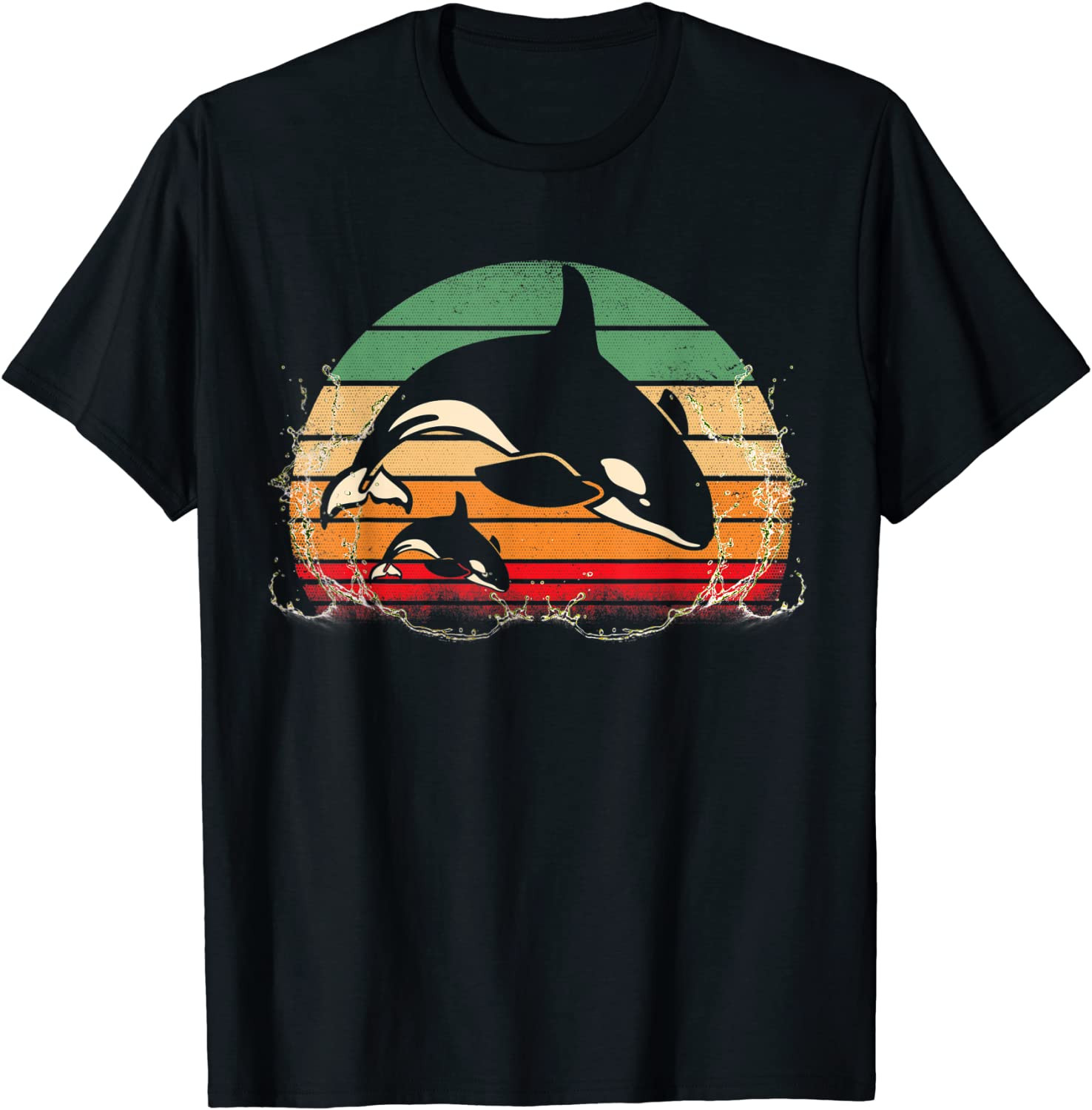 Orca Family Vintage Retro Art, Killer Whale Family T-Shirt