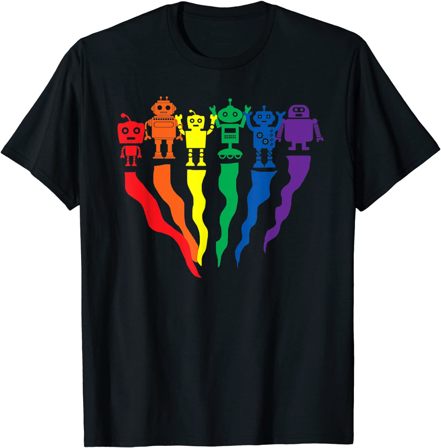Robots In The Colors Of The Rainbow LGBT+ Pride T-Shirt