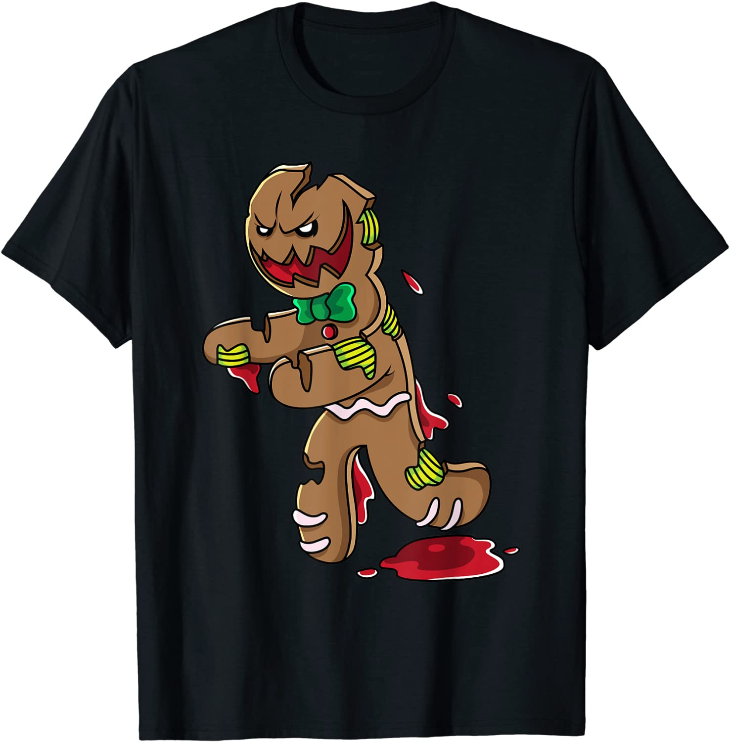 Scary Zombie Gingerbread Man Christmas Horror Krampus Cookie T-Shirt