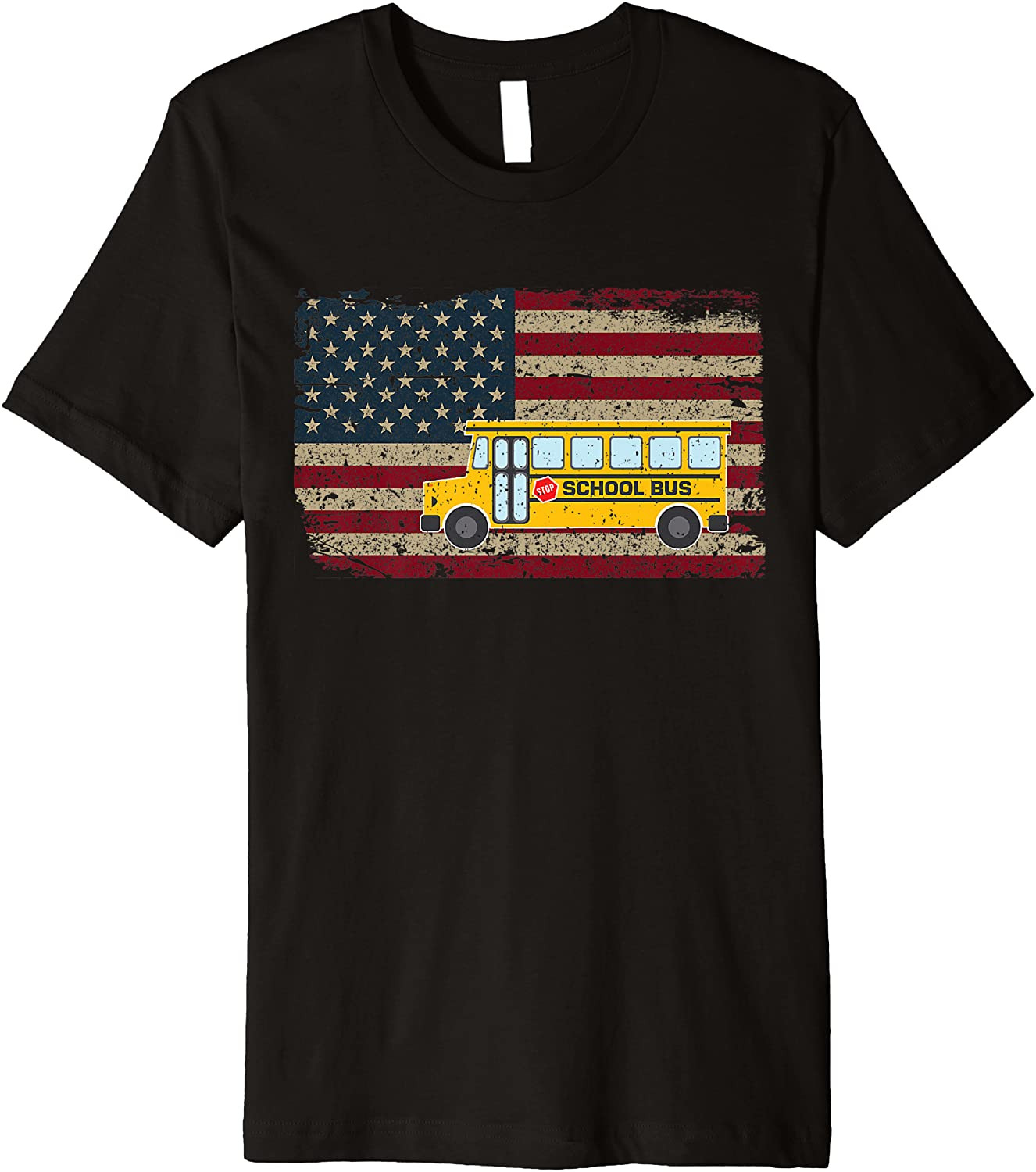 School Bus Driver America Flag Patriotic Bus Driving Gift T-Shirt