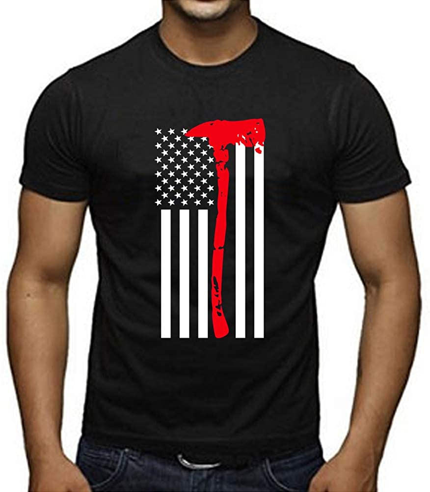 Thin Red Line Firefighter Red Axe USA Flag Military American Patriotic ...