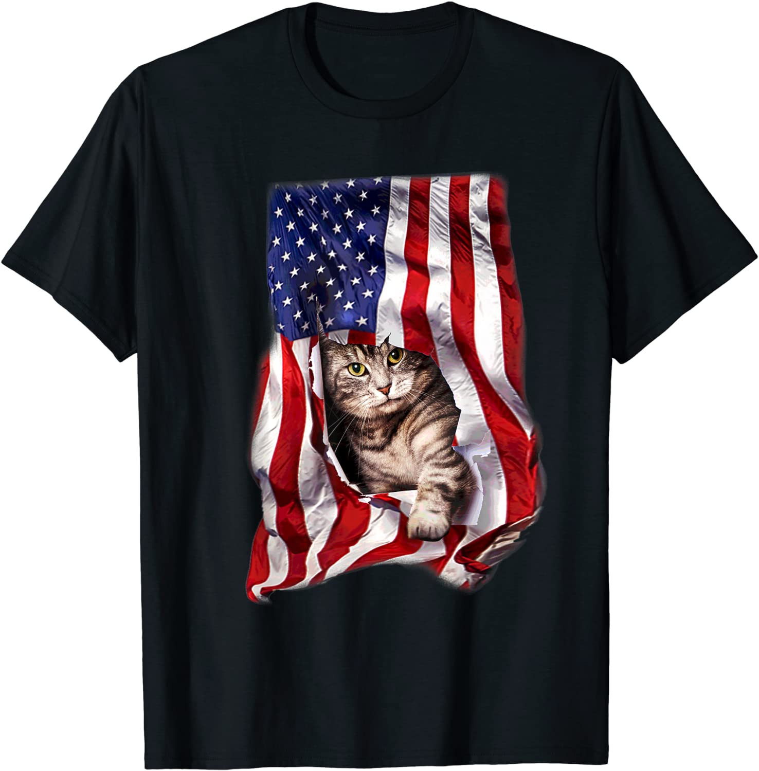 USA American Flag Cat Kitty Kitten T-Shirt